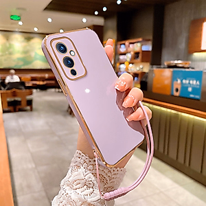 KuDiNi for Oneplus 9 Case, Oneplus 9 Phone Case for Women Girls Electroplating Cute Luxury Bling Aesthetic Trendy Pretty, Full Camera Soft TPU Protection Shockproof Cover for Oneplus 9 (Violet)