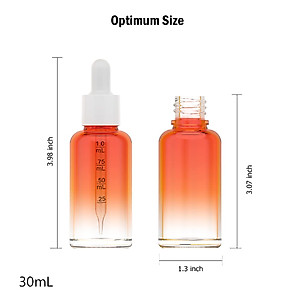 Jagolain Eye Dropper Bottles 1oz (Gradient Colored Glass Bottle 30ml with White Caps, Funnel) Empty Tincture Bottles for Essential Oils, Perfume (30 pack, orange)