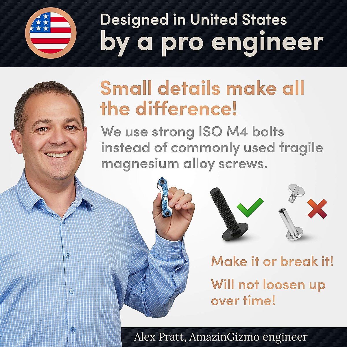 AmazinGizmo Folding Key Holder & Key Organizer Keychain - House & Car Compact Blue Slim Multi Key Chain with Pocket Clip & Carabiner - up to 12 Keys & More