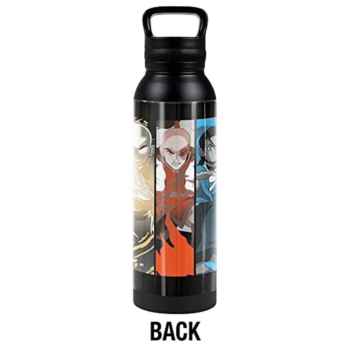 Avatar The Last Airbender OFFICIAL Triple Bender 24 oz Insulated Canteen Water Bottle, Leak Resistant, Vacuum Insulated Stainless Steel with Loop Cap