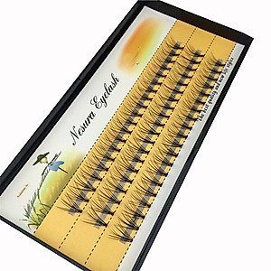 BODERMINCER 10D 60pcs Black Handmade False Eyelashes Natural Long Individual Eyelashes Extension Fake Lashes Makeup Beauty Cosmetic (12mm)
