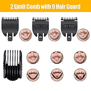 Easy4U Beard Trimmer for Men - Waterproof Cordless Hair Clippers Hair Trimmer Nose Ear Facial Groomer, LED Display USB Rechargeable Multifunctional All-in-One Trimmer