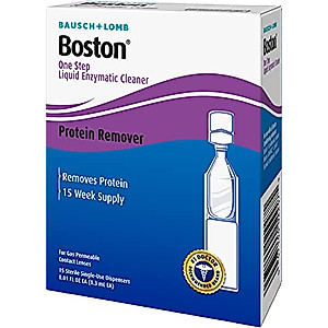 Boston One Step Liquid Enzymatic Cleaner, Protein Remover, 0.01 Fl Oz (1 Box of 15 Dispensers)