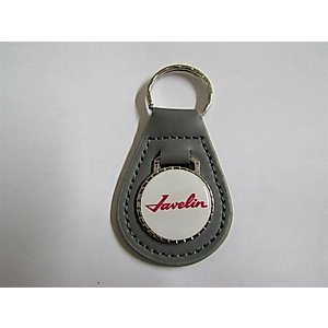 JAVELIN SCRIPT EMBLEM LOGO LEATHER KEYCHAIN - GREY