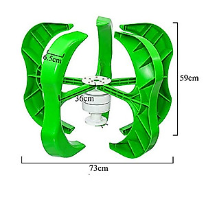 HUIZHITENGDA 2000W 5 Blades Horizontal Wind Turbine Generator,12V 24V 48V No Noise Magnetic Levitation Wind Turbines Generator with Controller for Home Camping (Green),48v