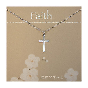 EFYTAL Sterling Silver Cross Necklace for Women, Confirmation Gifts, First Communion Baptism Gifts, Sterling Silver Dainty Necklaces, Religious Gift for Catholic Birthday