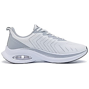 Autper Mens Air Running Shoes Lightweight Athletic Trail Tennis Sneakers for Gym Jogging Sport Whitegrey US 11.5