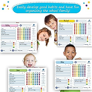 4-Pack Chore Chart for Kids Multiple Kids Included! Family Reward Chart, Responsibility Chart for Kids, Dry Erase Chore Chart for Multiple Kids, Magnetic Responsibility Chart for Kids - Simply Magic