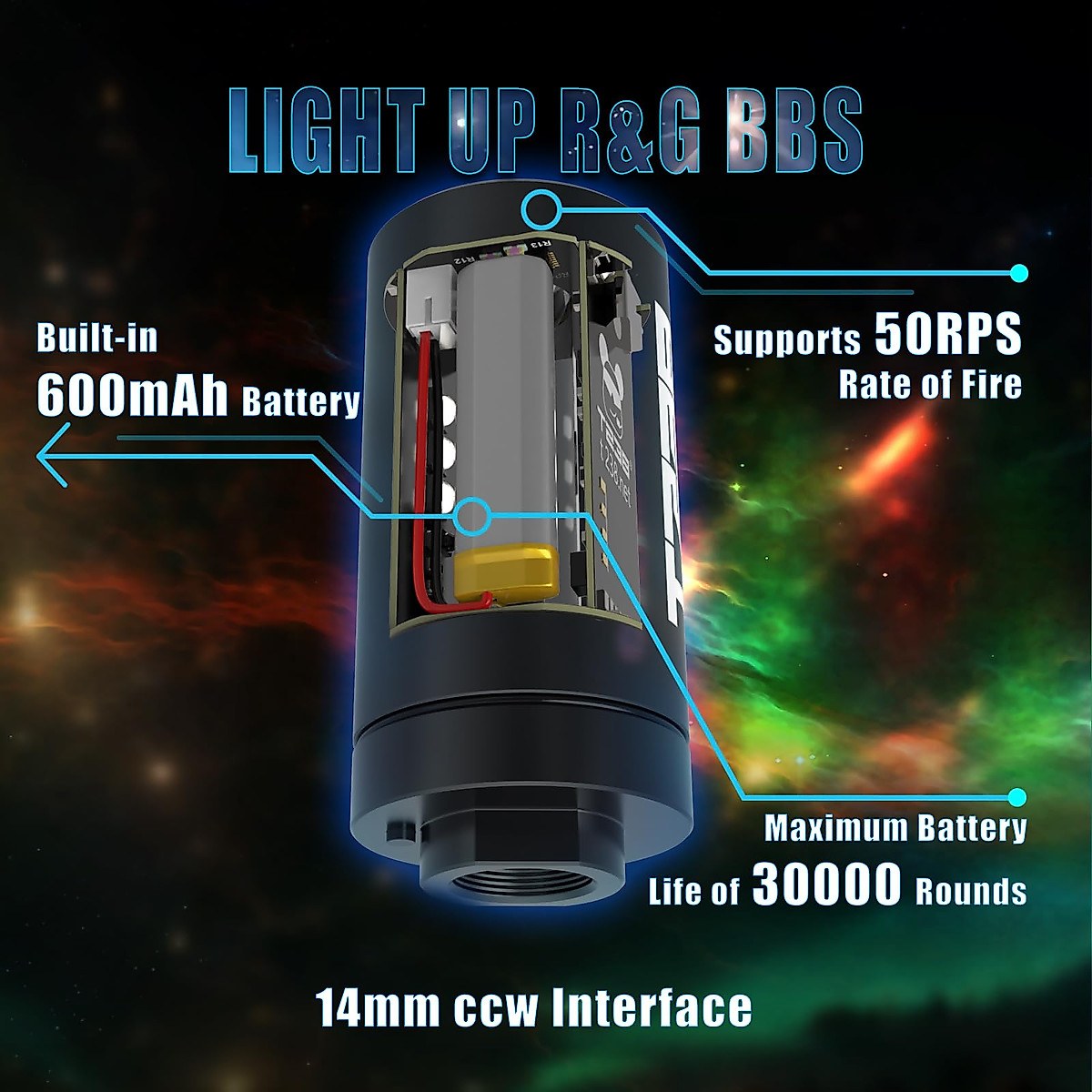 T238-LITE R&G Airsoft Tracer Unit, Spitfire Tactical Muzzle Flash Simulator for Airsoft/Gel Blaster with 14mm CCW Threaded Interface