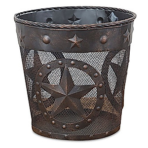 DeLeon Collections Western Star, Rope Trim Metal Wastebasket