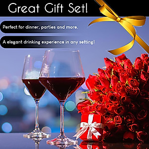 Mainstream Source White and Red Wine Glasses, Modern Renaissance Collection – Contemporary European Style Crystal Wine Glasses for Red Wine & White Wine (2 of Each, 4 Total)