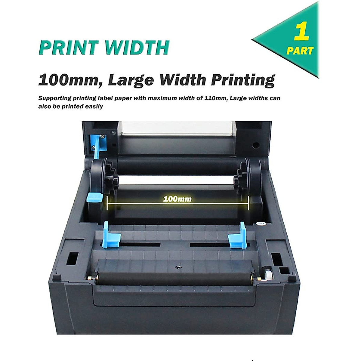 TREEYX Label Printer, Thermal Barcode Printer, Sticker Shipping Label Printer 4 * 6 Inch Bluetooth USB Pos Direct Portable Receipt Printer