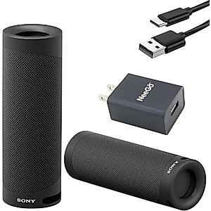 Sony Super-Portable, Powerful and Durable, Waterproof, Wireless Bluetooth Speaker with Extra BASS – Black + USB Adapter