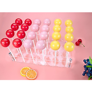 Ackers BORO3.3 Cake Pop Display Stand, 24 Hole Clear Acrylic Lollipop Holder Weddings Baby Showers Birthday Parties Anniversaries Halloween Candy Decorative (24 Hole)