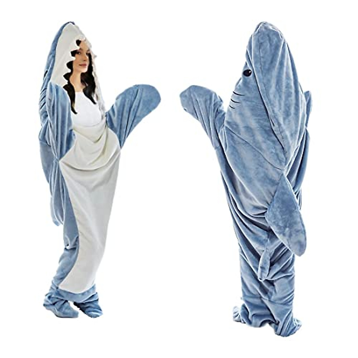 WONASH Shark Blanket,Shark Blanket Adult,Shark Blanket Hoodie,Shark Blanket Onesie,Wearable Shark Blanket for Men Women Teens,S(39.4in*15.7in)