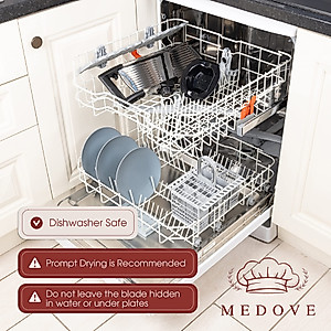 Mandoline Slicer – 6-Setting Adjustable Mandoline Slicer for Kitchen, 16.5 x 5 In. Platform, Hand Guard, Cut-Resistant Gloves – Vegetable Chopper, Meat Slicer, Cheese Slicer by Medove