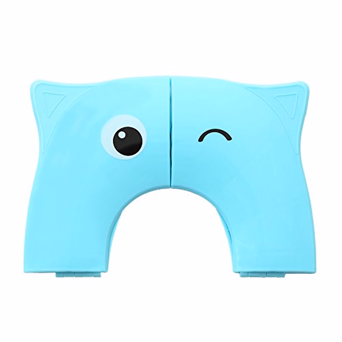 Travel AID Folding Portable Potty Training Toilet Seat Cover Liner, Portable Reusable with Non-Slip Silicone Pads and Carry Bag, for Babies, Toddlers, Kids, Owl Shape (Blue)