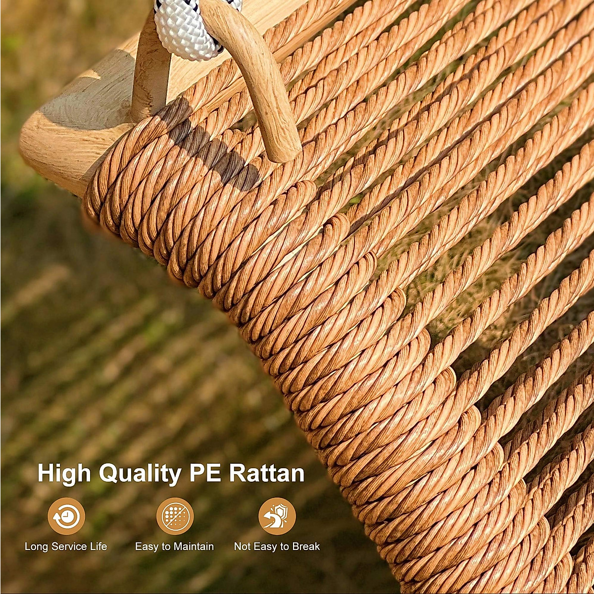 PURPLE LEAF 2 Seat Cloud Swing Chair with Stand Patio Wicker Bench Glider Loveseat Hanging Swinging for Indoor Outside Backyard Garden Outdoor Hammock Porch Swing, Cushion and Pillows Included