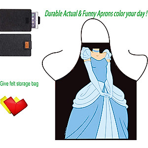 sloHEXtted Princess Character Cinderella Apron-Black Cartoon Cute Apron for Girl Women Lady Kitchen Chef Cooking BBQ Bib Apron Creative Party Cosplay Costume