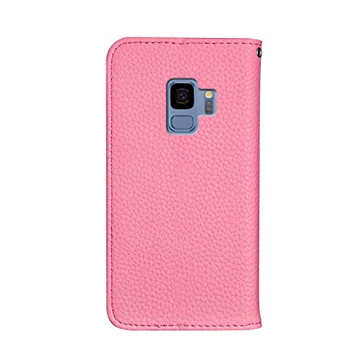 ONV Samsung Galaxy S9 Flip Case, Compatible with Samsung Galaxy S9 Leather Case with Shockproof Card Slot Kickstand Flip Wallet Cover for Samsung Galaxy S9 [Litchi ]-Pink