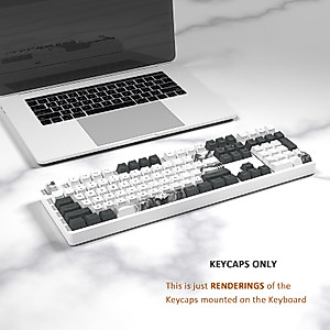MOLGRIA Ink Lotus Keycaps, 140 Set Custom Keycaps for Gaming Keyboard, PBT OEM Profile Dye Sublimation Keycaps ANSI/ISO Layout with Keycap Puller for Gateron Kailh Cherry MX 104/87/74/61 60 Keyboard