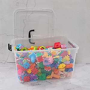 Yesdate 4 Packs 17.5 Quart Plastic Storage Boxes, Clear Latch Box with Lid