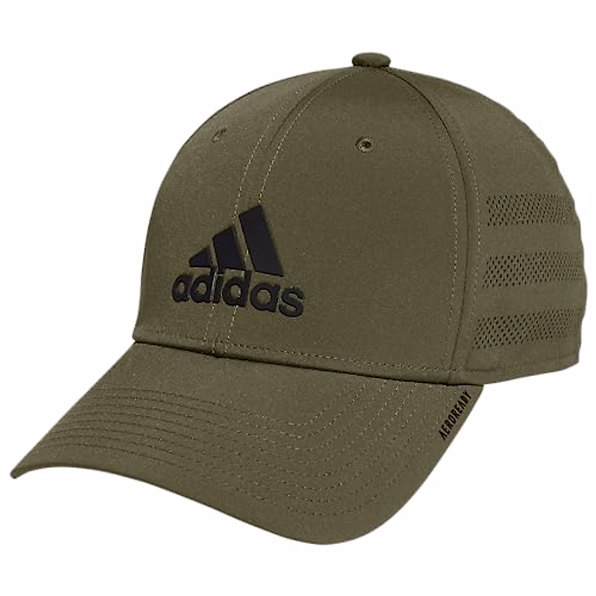 adidas Men's Gameday 3 Structured Stretch Fit Cap, Focus Olive Green/Black, Large-X-Large