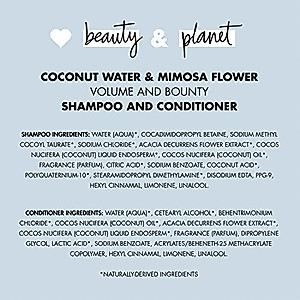 Love Beauty and Planet Volume and Bounty Thickening Shampoo and Conditioner For Volume and Fine Hair Care Coconut Water & Mimosa Flower, Paraben Free, Silicone Free, and Vegan 13.5 oz 2 count