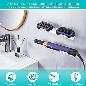 Curling Iron Holder Wall Mount, Straightener Holder, Adhesive Stainless Steels Hair Tool Organizer for Bathroom,Hair Tools Organizer Wall Mount