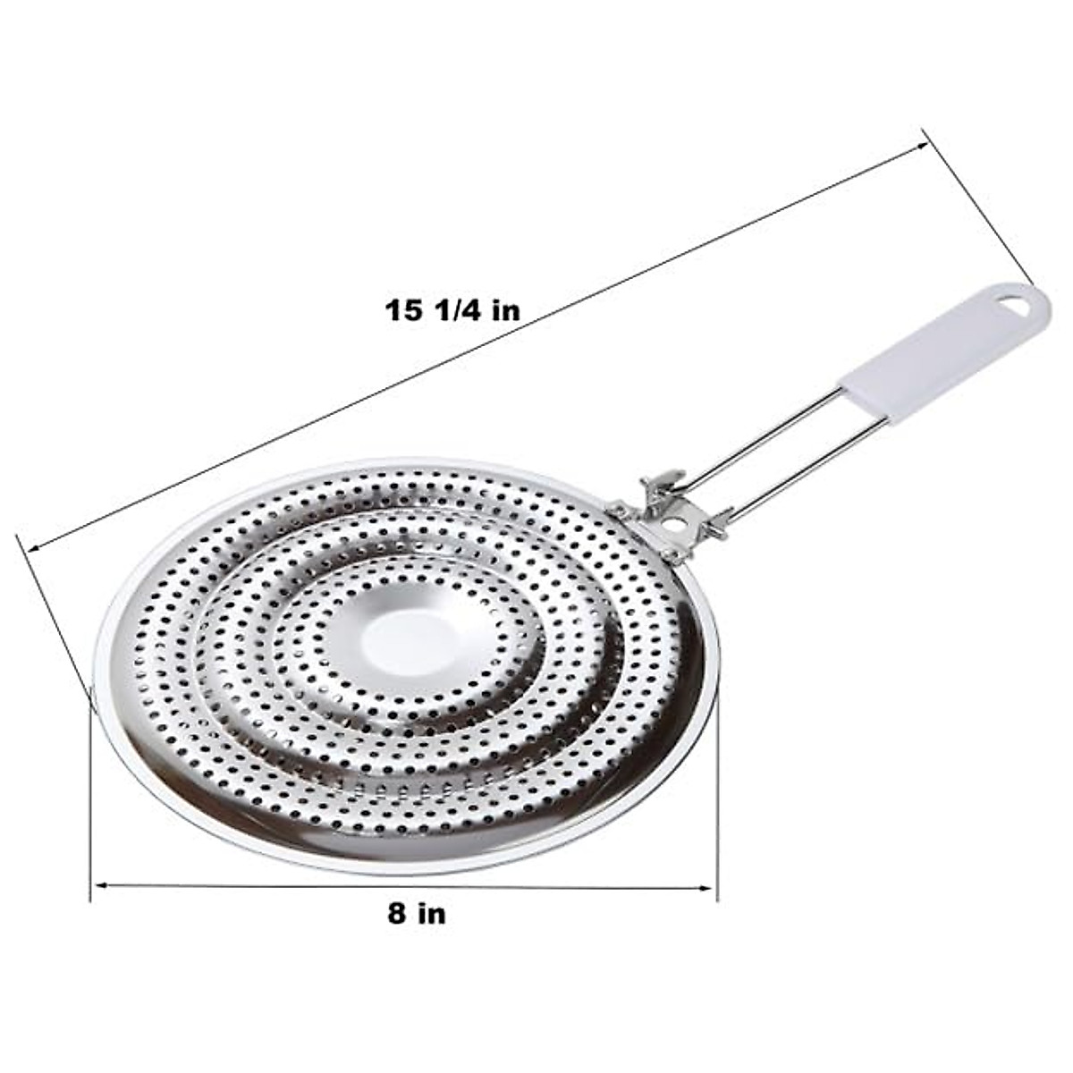 Home-X Stainless Steel Heat Diffuser for Gas and Electric Stove, Induction Cooktop Compatibility, Simmer Plate, Even Heat Distribution, Food Warmer, Flame Guard for Gas Top Cooking, Cool-Touch Handle