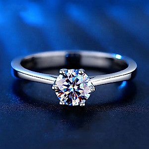 yajierui Wedding Ring 1.5 Carat Zircon Cz Engagement Ring Wedding Rings Women's Claw Rings 925 Sterling Silver Solitaire Ring