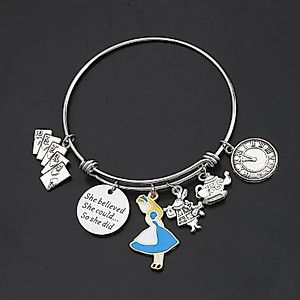 FOTAP Alice Bracelet She Believed She Could So She Did Inspirational Encouragement Bracelet Alice Fans Gifts Alice Gift (Alice SB)