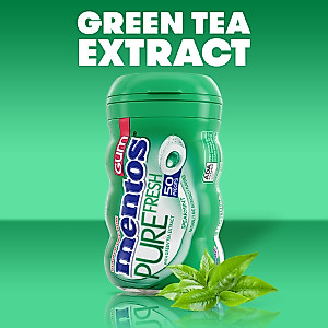 Mentos Pure Fresh Sugar-Free Chewing Gum with Xylitol, Spearmint, 50 Piece Bottle (Bulk Pack of 4)