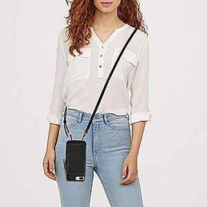 ZVE iPhone 7 Plus/8 Plus Wallet Case (Black)+ Black Replacement Strap