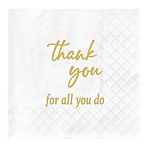 Thank You for All You Do Napkins, Thank You Napkins, Graduation Retirement Office Party Decorations Supplies Favors Gifts, Staff Employee Teacher Doctor Appreciation Napkins (4.5 x 4.5 In, 50Pcs)