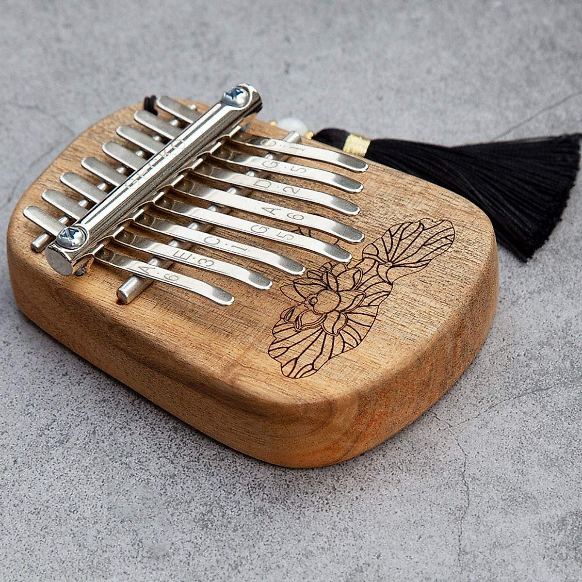 DishyKooker Mini Kalimba 8 Keys Finger Thumb Piano with Decorative Tassel Gifts for Kids Adult Beginners Portable 8 Keys Thumb Piano Gift Finger Piano Gifts Toon Wood [K-8CA]