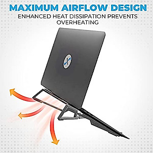 FlexVerk Portable Laptop Riser Stand- Lightweight & Adjustable Computer Holder, Ergonomic, Foldable - Compatible with Apple MacBook Pro & Air, HP, Dell, Tablet & More 10" - 16" Notebooks (Silver)