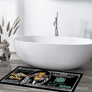 JUST BREATHE Black Money Rugs 100 Dollar Bill Rug Give Me Money Fun Bear Runner Rug 59"x24"