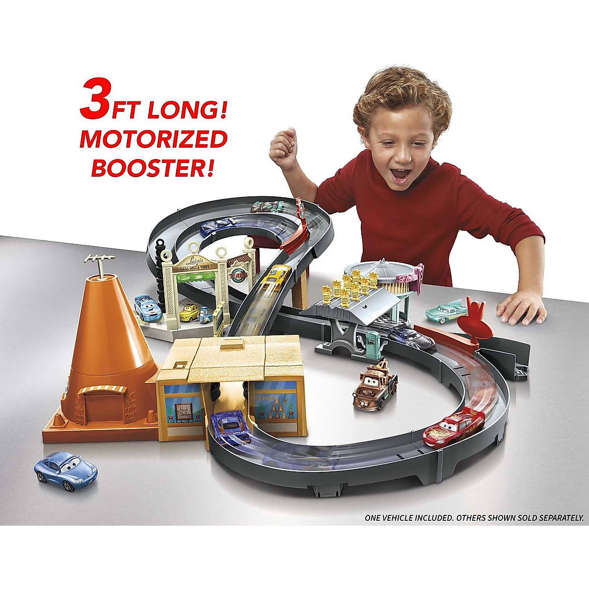 Mattel Disney Pixar Cars Track Set with Lightning McQueen Toy Car, Race Around Radiator Springs Playset with Speed Booster