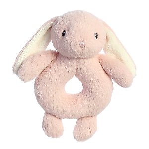 Aurora® Playful Dewey™ Ring Rattle Baby Stuffed Animal - Soft & Cuddly Toy - Imaginative Play - Rose 6 Inches