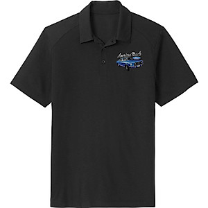 Ford Mustang American Muscle Pocket Print Wicking Polo, Black 3XL