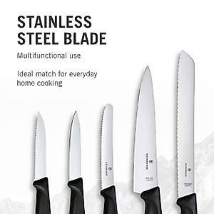 Victorinox Swiss Classic Kitchen Knife Set, 5 Pieces - Paring Knives, Utility Knife, Carving Knife and Bread Knife - Black, Multiple