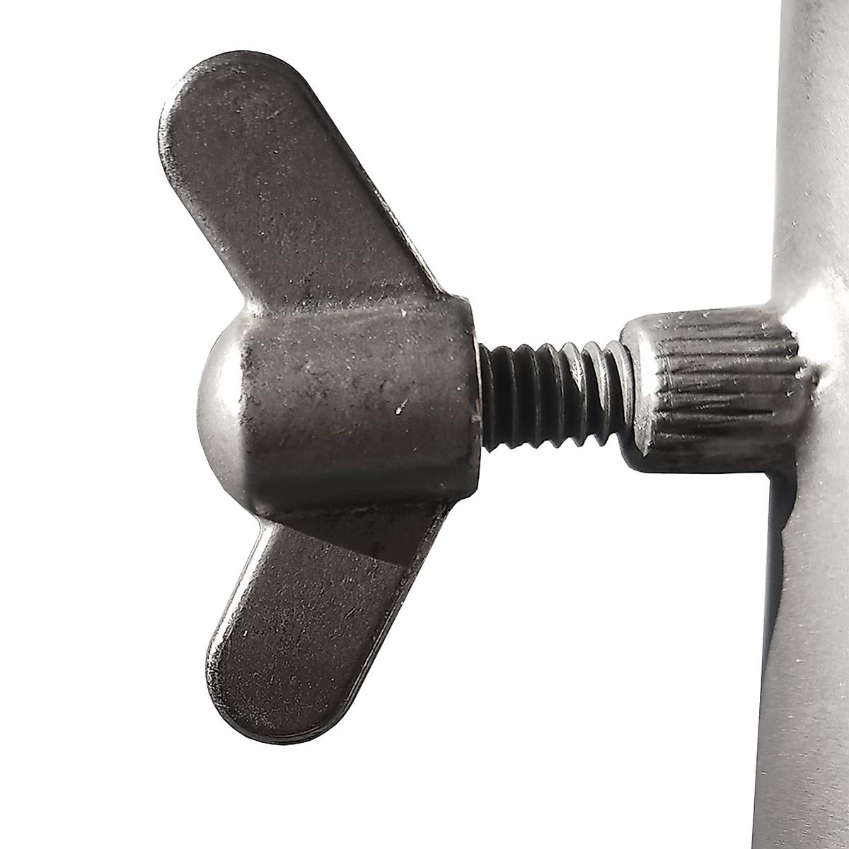 Benjara Aluminum Frame Round Side Table with Marble Top and Adjustable Height, White and Silver