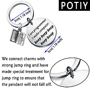 POTIY Computer Programmer Programming Keychain I Are Programmer I Make Computer Beep Boop Programmer Key Ring (programmer)
