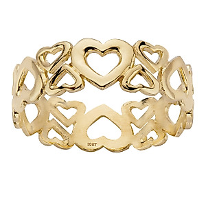 PalmBeach 10K Yellow Gold Open Heart Eternity Ring (6.5mm) Sizes 6-10 Size 6