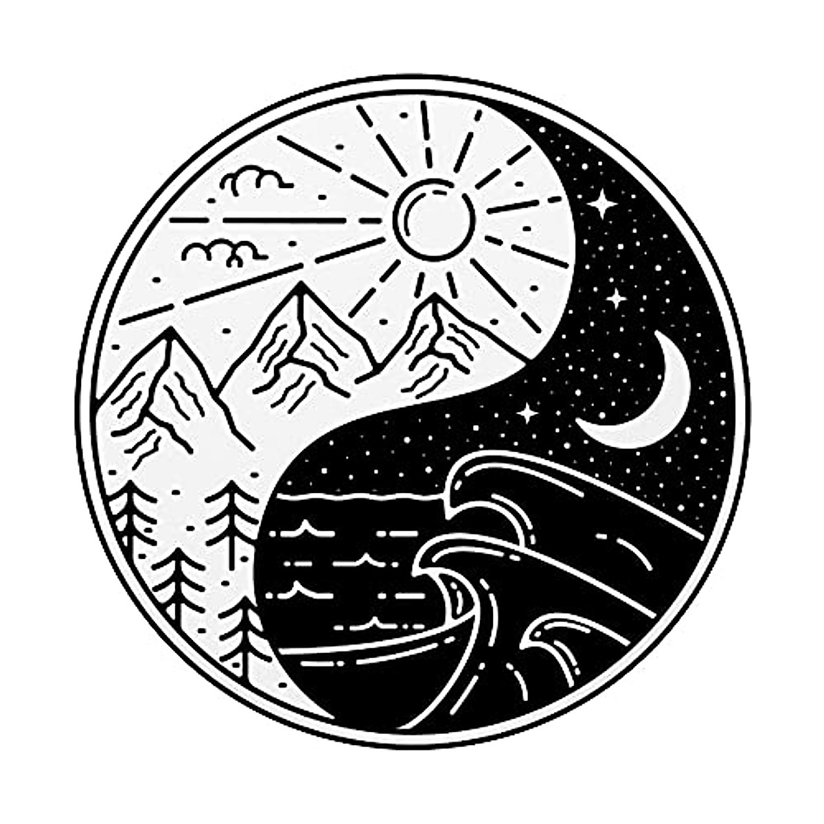 Ying Yang Nature Black Night Sun Moon White Balance Art PopSockets Swappable PopGrip