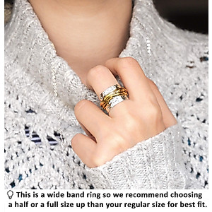 Boho-Magic 925 Sterling Silver Band Ring for Women with Brass Wrap Wide Statement Ring (11)
