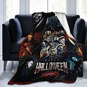 Qooemi Halloween Horror Movie Characters Blanket Flannel Blanket, Lightweight Soft Cozy Bed Throw Blanket Perfect for Christmas Sofa Bed Upholstery 50"X40"