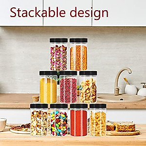 Plastic Jars with Lids 20Pcs 14 oz Clear Plastic Slime Storage Jars Containers with Airtight Leak Proof Black Plastic Screw On Lids Cylinder Clear Round Jars Easy Clean Food Grade Durable PET…