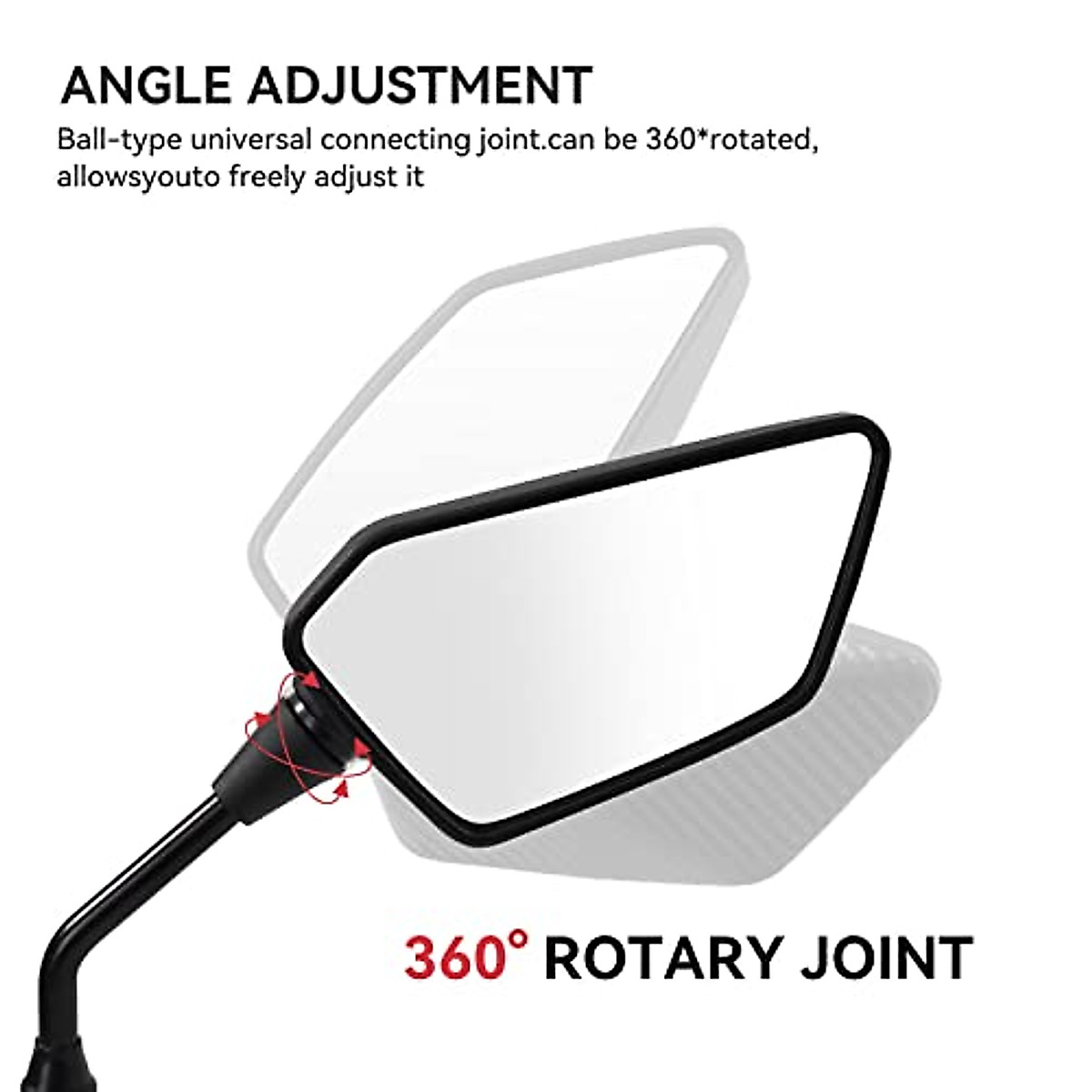 Esploratori ATV Mirror, Side Rearview Mirrors for Bike Motorcycle ATV Scooter Cruiser with 8mm 10mm Bolt, 7/8" Handle Bar Mount Clamp Compatible with Suzuki Yamaha Honda Kawasaki Victory and More